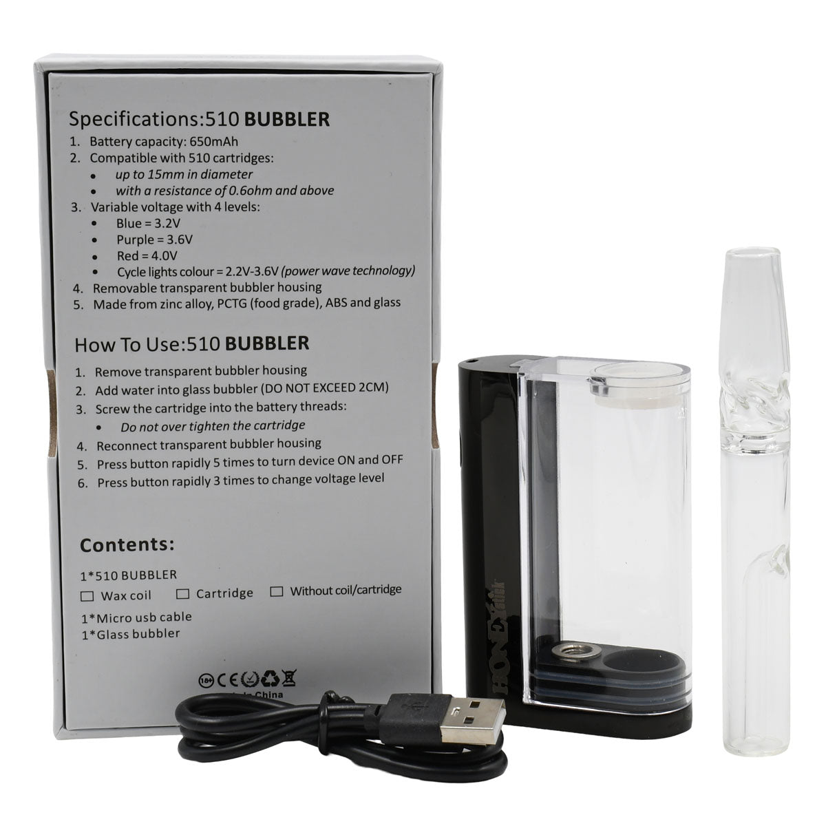Honeystick Bubbler 510 Thread Vape Cart Battery – Vape Batt